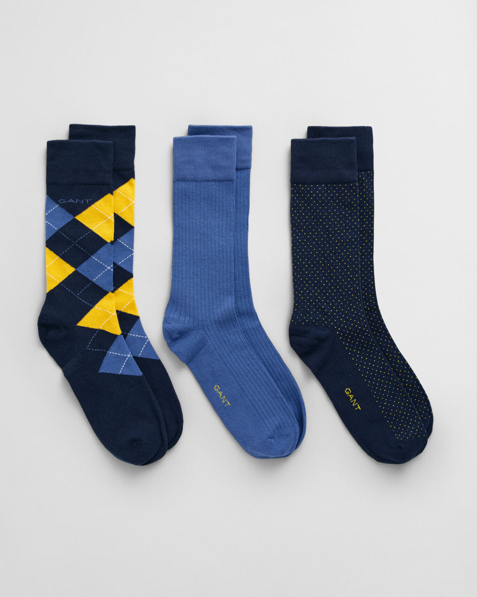 Gant Men's 3-Pack Argyle Socks Gift Box - Evening Blue – Utility Bear